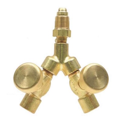 Western 411 Brass Inert Valved "Y" Connection, 2-Outlet, 5/8-18 Rh ...
